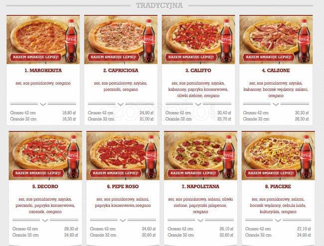 Da Grasso menu, Menu restauracji Da Grasso, Przymorze Małe, Gdańsk ...