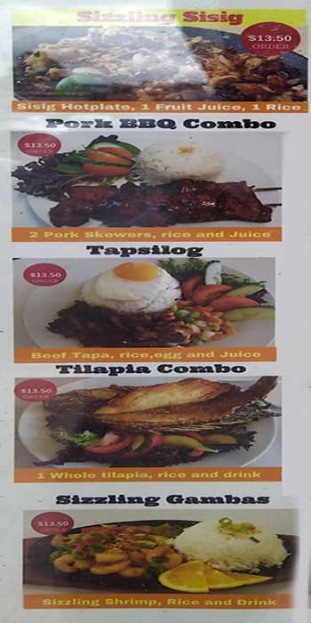 Menu at Pinoy Diner Filipino Restaurant, Werribee
