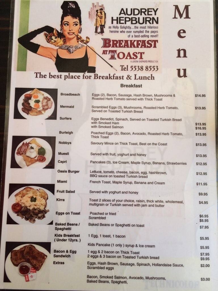 Toast Menu, Menu for Toast, Broadbeach, Gold Coast - Urbanspoon/Zomato