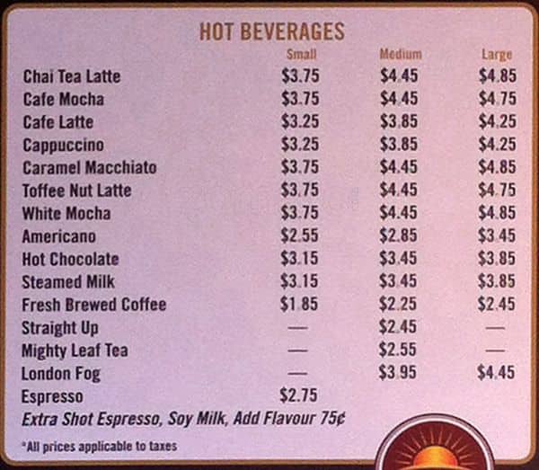 Menu at Coastal Coffee House, Langley Township, 56 Ave #15