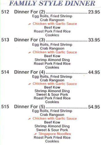 Menu at East Wind Chinese Restaurant, Elmhurst