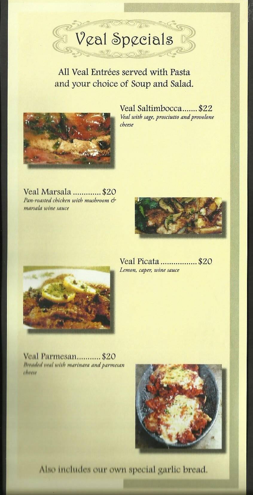 Menu at Americano Grill restaurant, El Dorado Hills