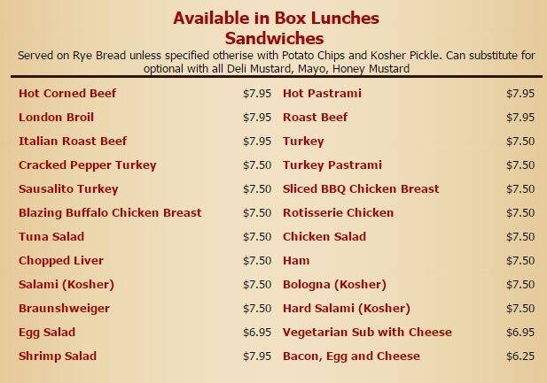 Menu at Boychiks Deli restaurant, Tuckahoe