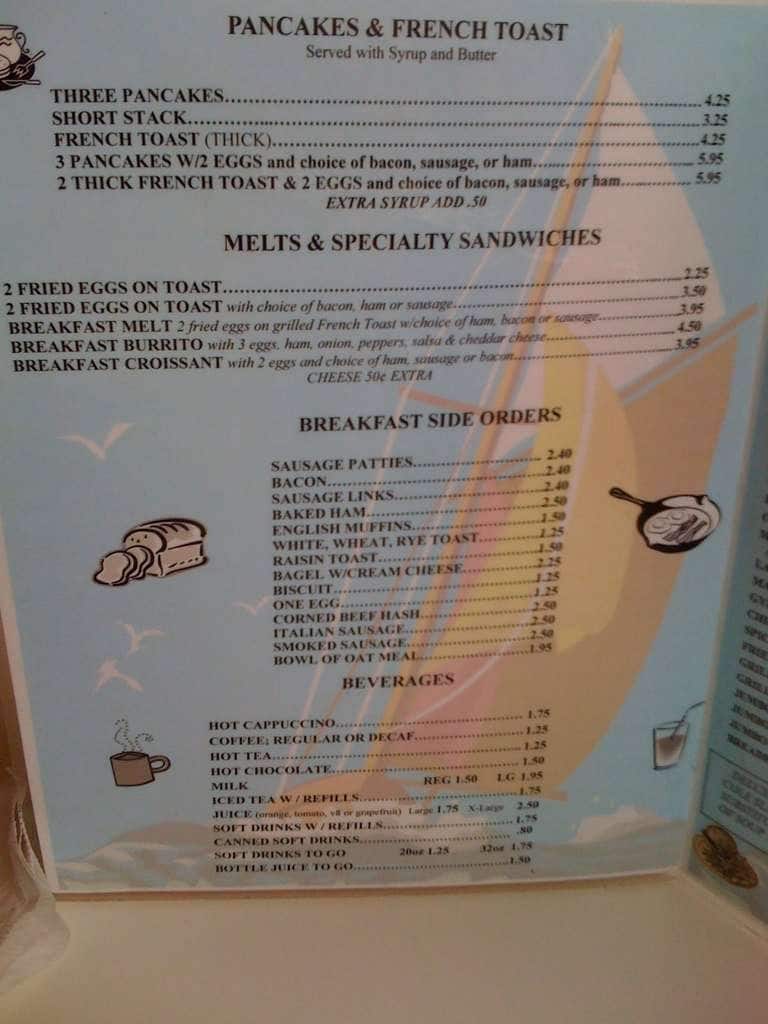 Menu at Great Lakes Cafe, Gary