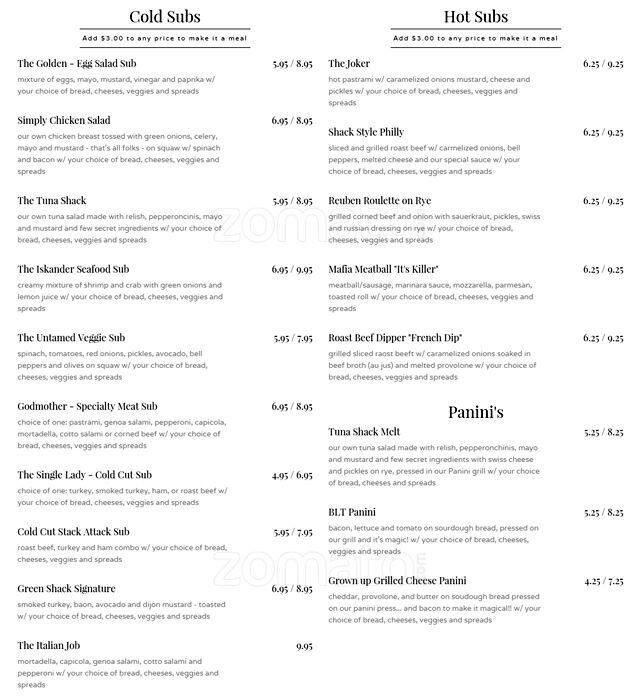 Menu at The Green Shack Marketplace, San Bernardino