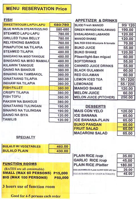 Menu at Rose & Grace Restaurant, Santa Rosa, Santa Rosa - Tagaytay Rd