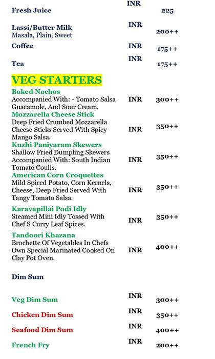 Menu at Hybrid, Valathancheri