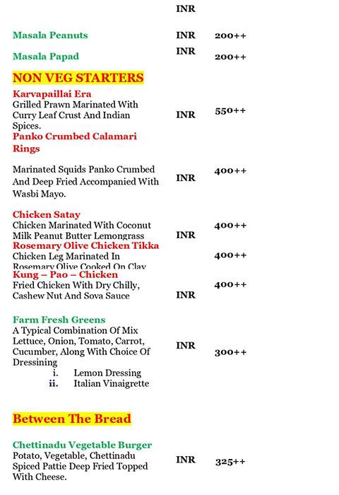 Menu at Hybrid, Valathancheri