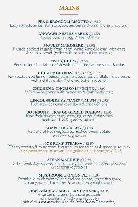 Menu at Fothergills pub & bar, Nottingham, 5-7 Castle Rd