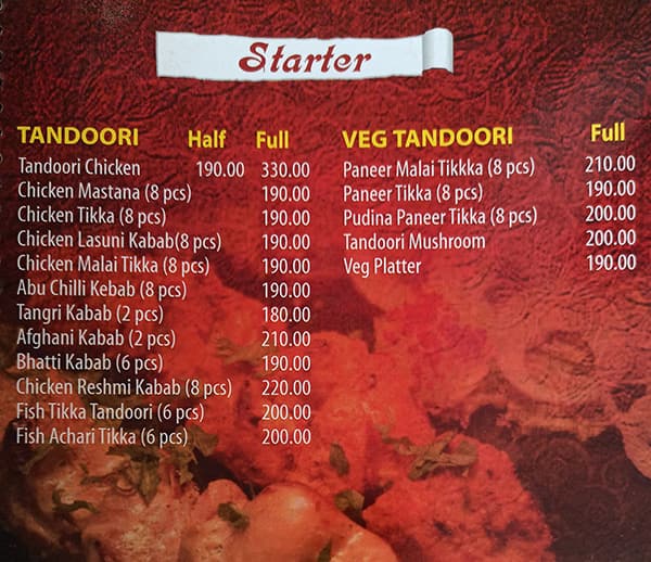 Menu at Tandoori Hut Multi Cuisine Restaurant, Jamshedpur