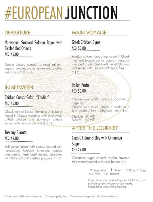 Menu at The Junction Sharjah cafe, Sharjah