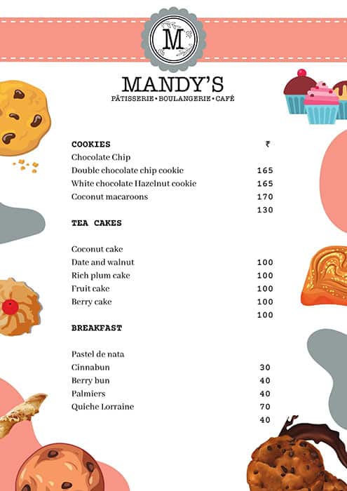Menu of Mandy's, Veera Desai Area, Mumbai