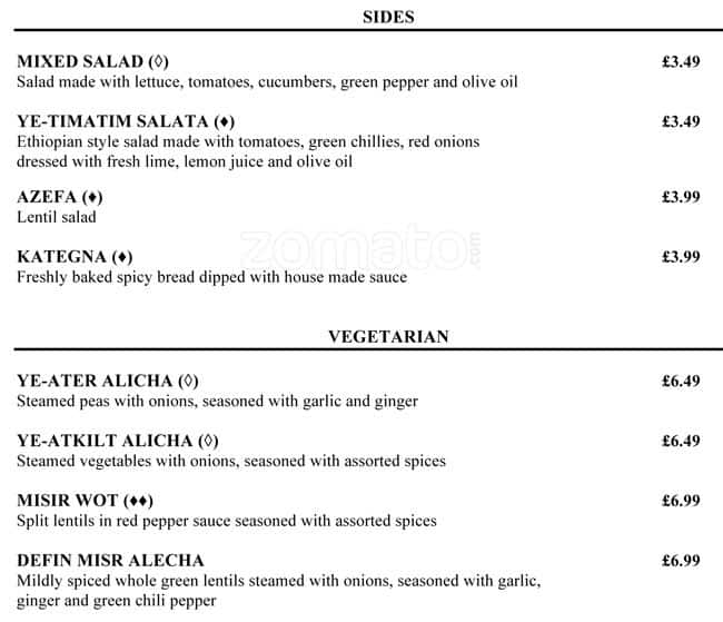Zeret Kitchen a London: Foto del Menu con Prezzi - Zomato UK