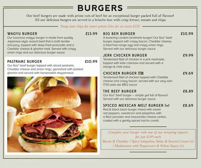 Menu at The Junction pub & bar, London, 36 St. John's Hill