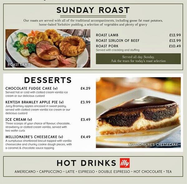 Menu at The Junction pub & bar, London, 36 St. John's Hill