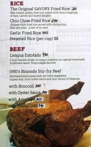Menu at The Original Savory restaurant, Antipolo, 2nd Floor Victory ...