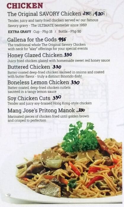 Menu at The Original Savory restaurant, Antipolo, 2nd Floor Victory ...