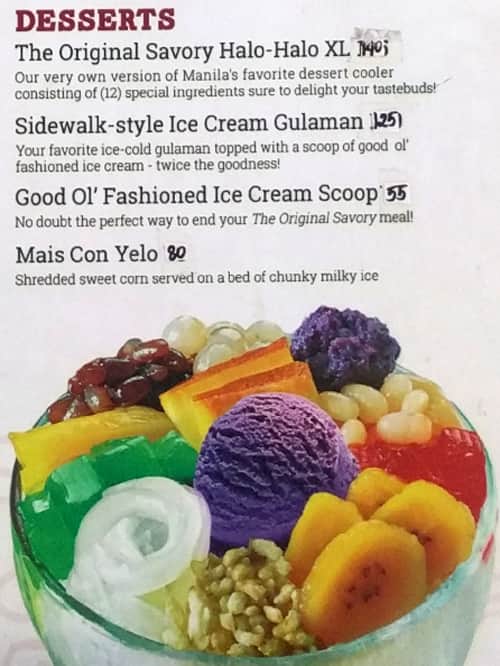 Menu at The Original Savory restaurant, Antipolo, 2nd Floor Victory ...