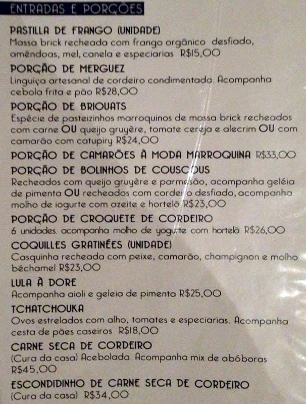 Menu em Tanger pub & Bar, São Paulo, R. Harmonia 359