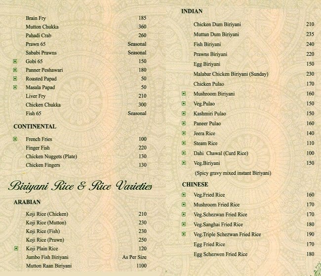 Menu at Savoury Sea Shell, Chennai, No.5/337A
