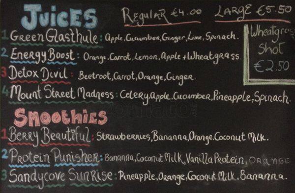 Menu at The Punnet cafe, Dublin, 94-95 Mount Street Lower