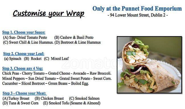 Menu at The Punnet cafe, Dublin, 94-95 Mount Street Lower