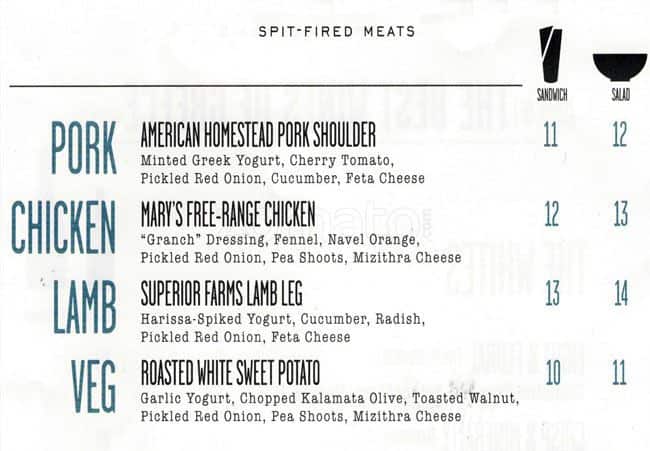 Souvla Menu, Menu for Souvla, Western Addition, San Francisco ...