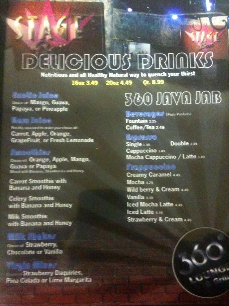 Menu at 360 Lounge restaurant, Dearborn