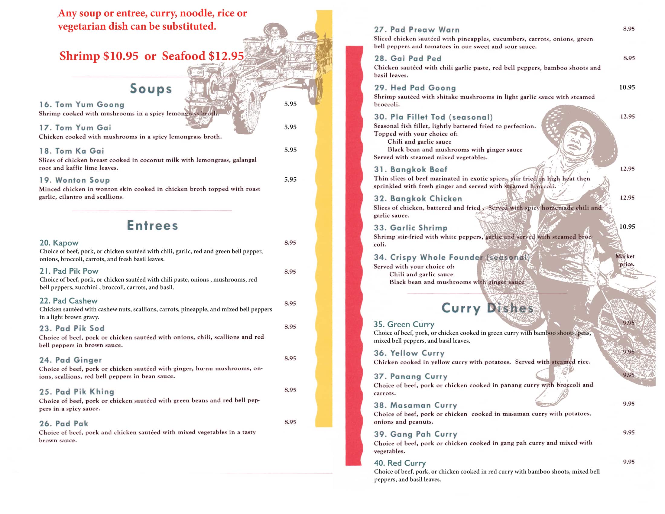 Menu at Bangkok Cafe Restaurant, Greensboro