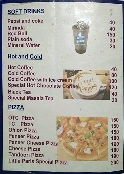 Menu of Little Paris Cafe, Vaishali Nagar, Jaipur