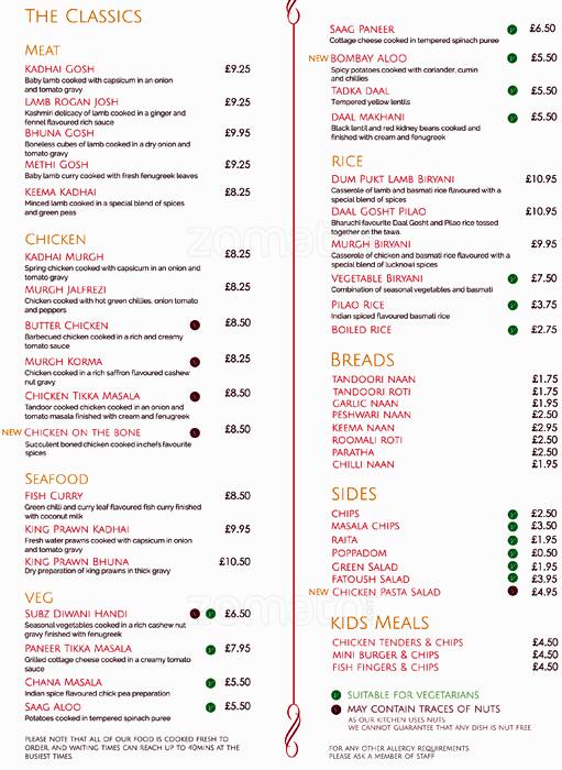 Menu at Saffron Kitchen restaurant, London, 300 Lea Bridge Rd