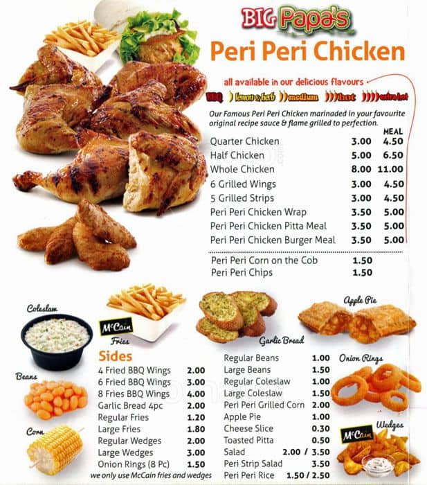 Papa's Peri Peri Menu, Menu for Papa's Peri Peri, Manor Park, London ...