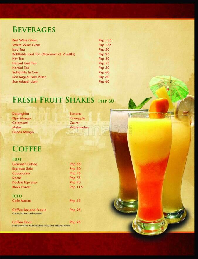 Menu at Gourmet's Cafe, Mandaluyong
