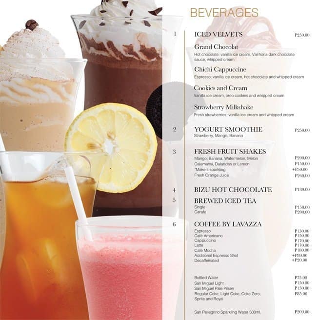 Menu at Bizu restaurant, Taguig, H23X+V4P