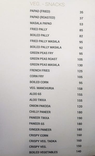 Menu at Bagara Restaurant & Bar, Secunderabad, Penderghast Road