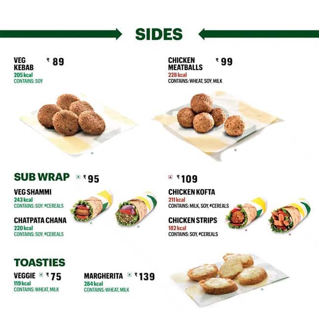 Menu at Subway, Pune, Shop 2