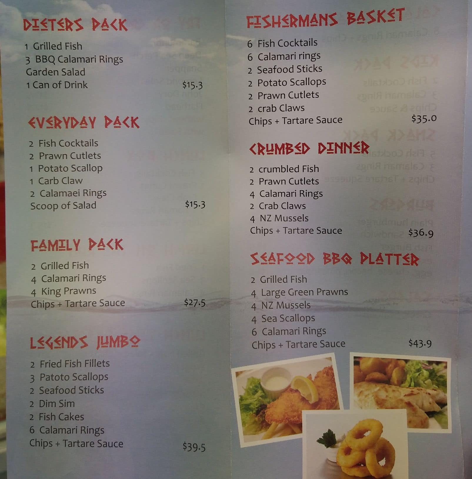 Menu at Kingsgrove Seafood restaurant, Kingsgrove