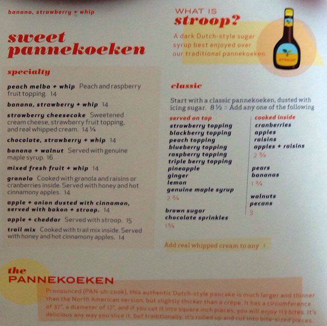 Menu at De Dutch restaurant, Vancouver, 410 W 2nd Ave