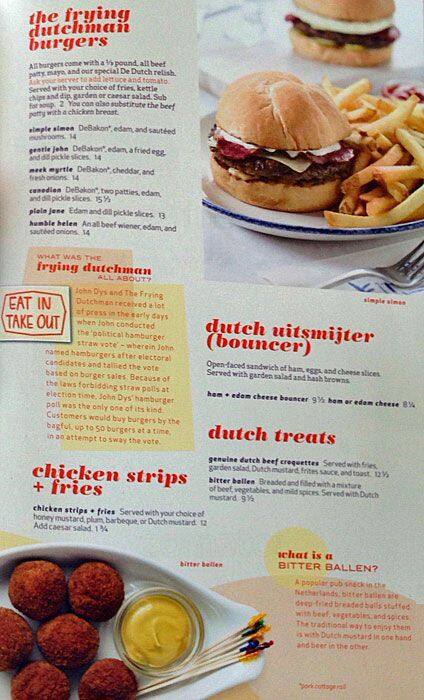 Menu at De Dutch restaurant, Vancouver, 410 W 2nd Ave