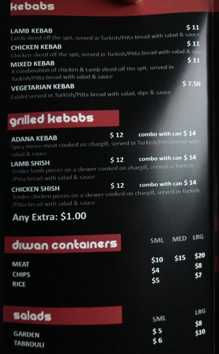 Carta del restaurante Diwan Grill And Kebab House, Epping
