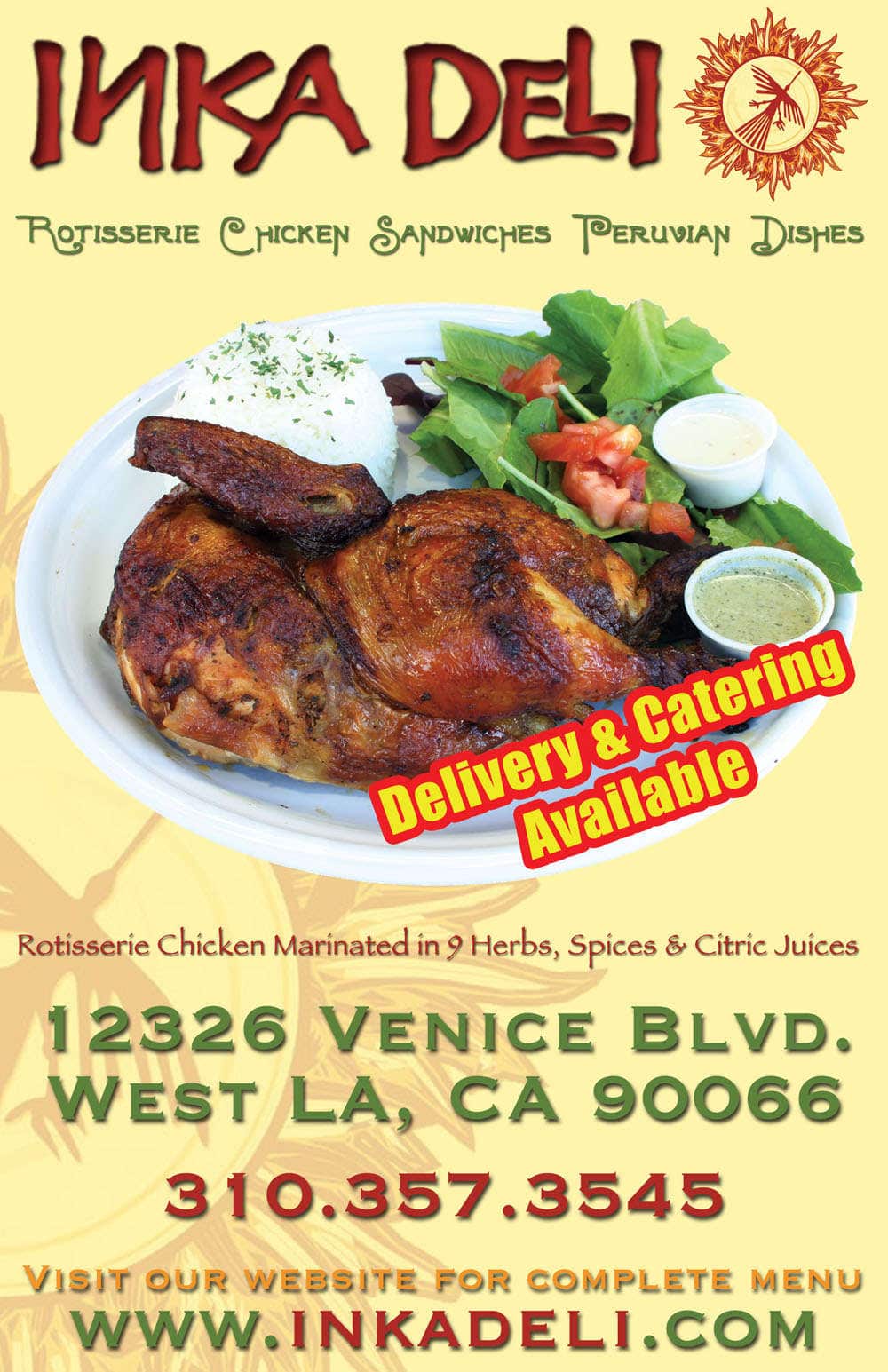 Menu at Inka deli restaurant, Los Angeles