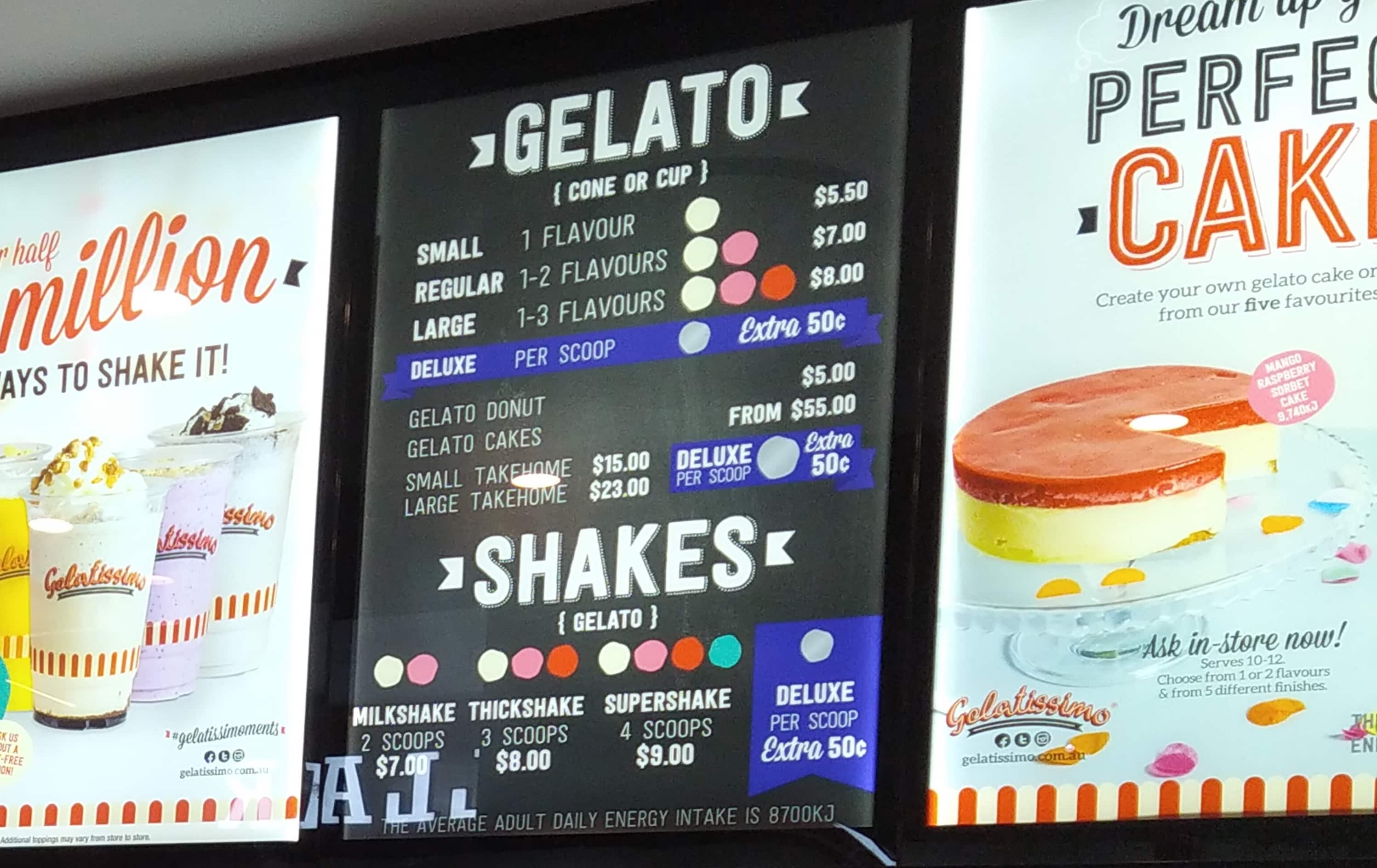 Menu at Gelatissimo Wetherill Park desserts, Prairiewood