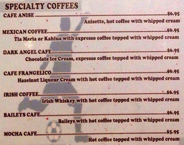 Menu at Steinway Cafe-Billiards, New York City
