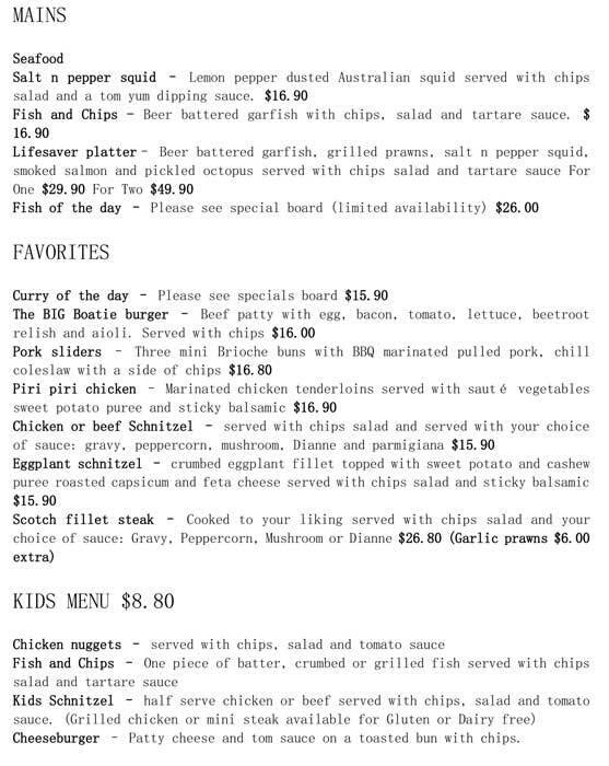 Carta de West Beach Surf Club, West Beach