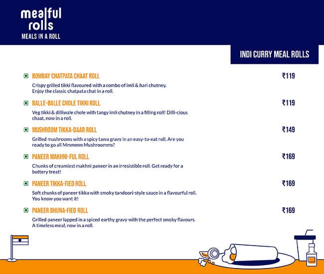Menu of Mealful Rolls - India's Biggest Rolls, Begumpet, Hyderabad