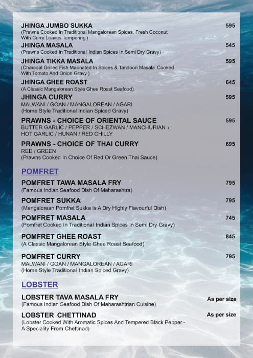 Menu at CONCH RESTAURANTS, Mumbai