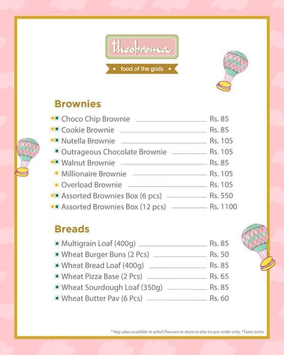 Menu at Theobroma Bakery and Cake Shop - Frazer Town, Bengaluru ...
