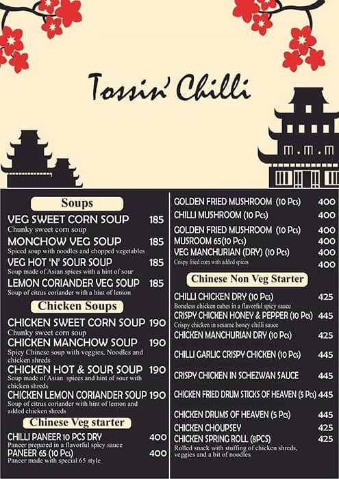 Menu of Tossin Chilli, Lajpat Nagar 4, New Delhi