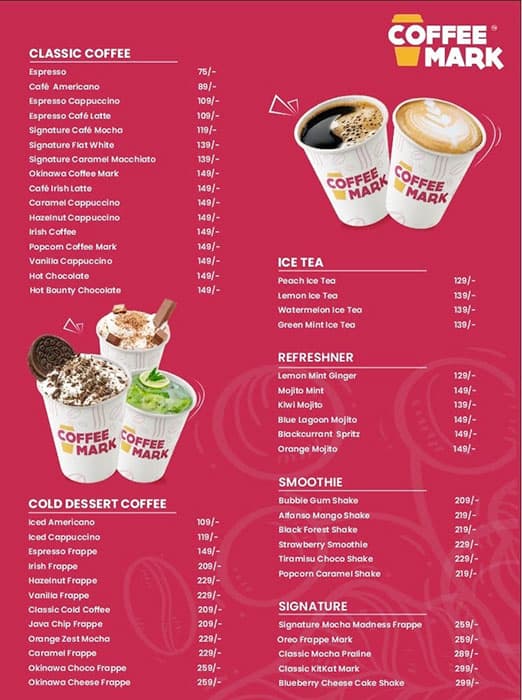Menu of Coffee Mark, Chinchwad, Pune
