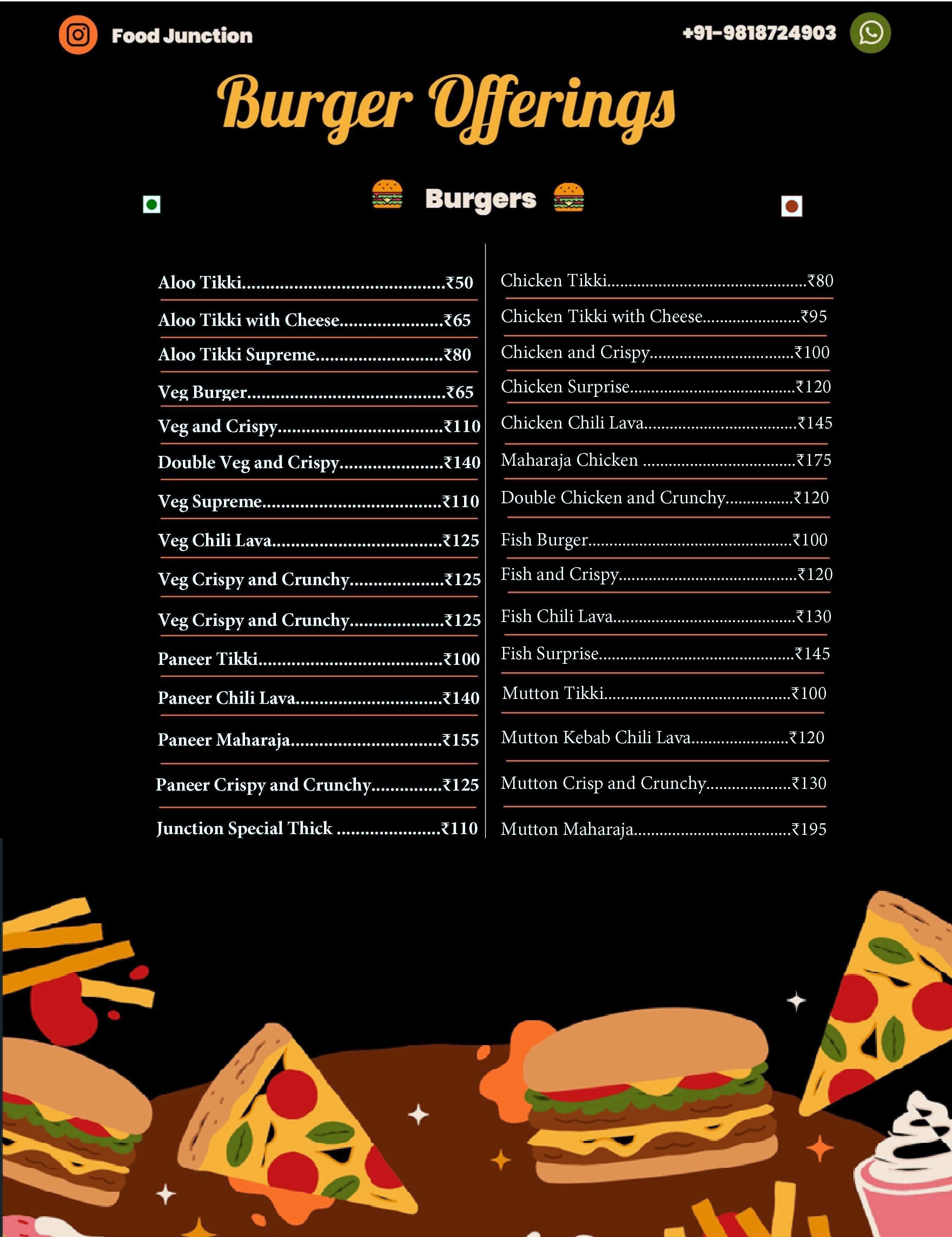 Menu of Food Junction, Sector 56, Gurgaon